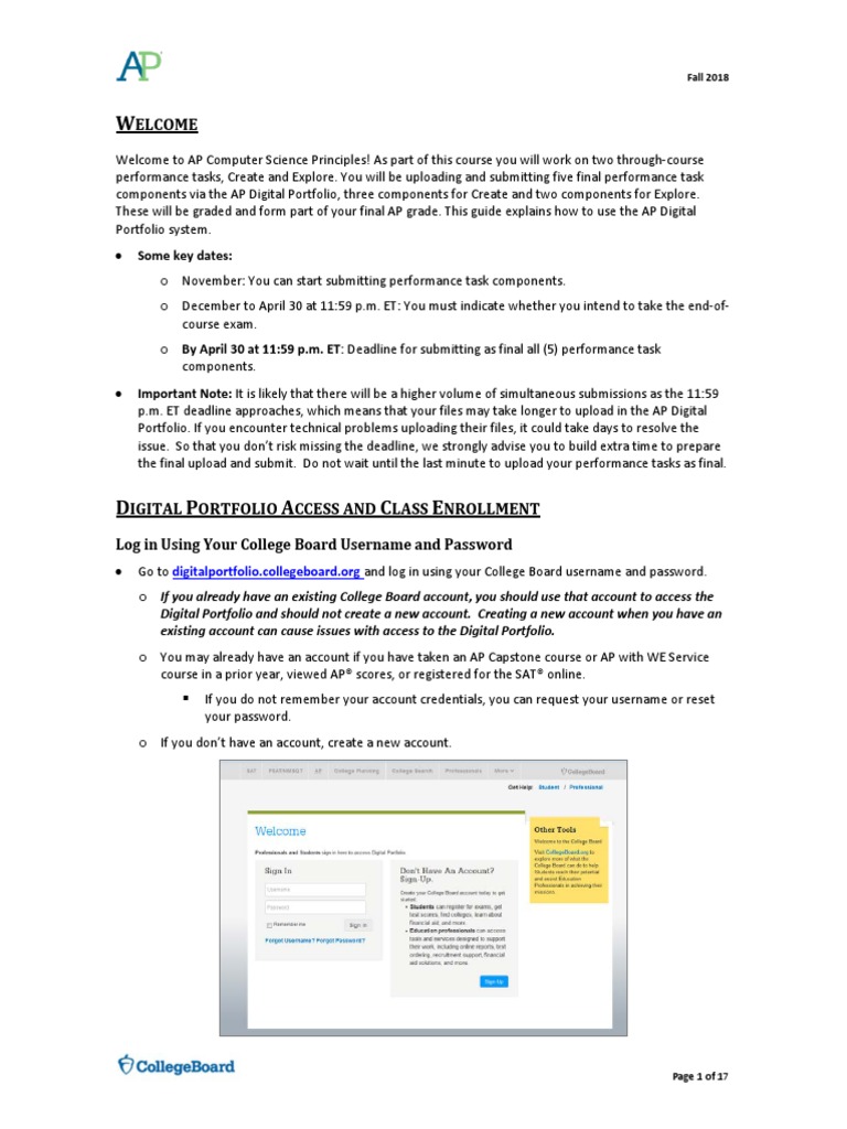 2computer Science Principles Digital Portfolio Student Guide | PDF ...