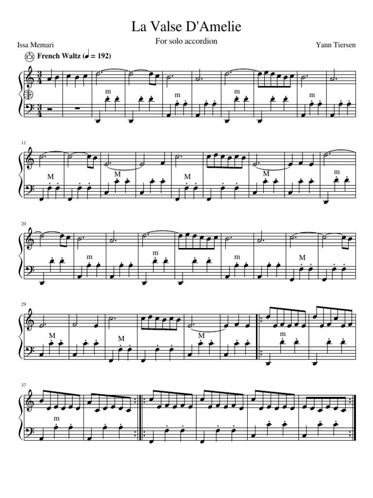 Partituras Acordeon - La - Valse - de - Amelie PDF | PDF