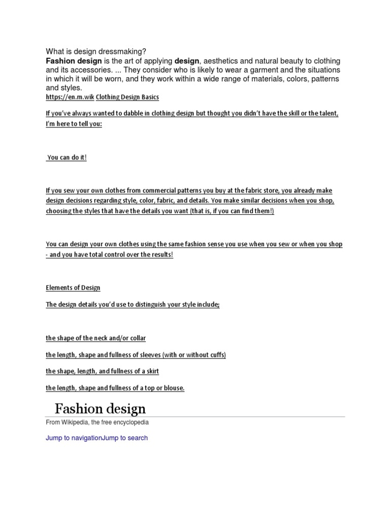 Garments Design and Styles | PDF | Fashion Design | Softlines (Retail)