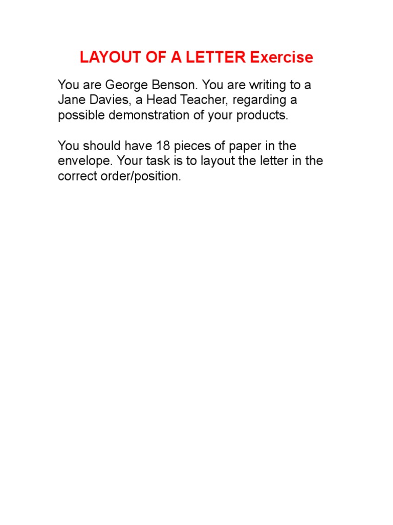 Letter Layout Exercise for Demonstration | PDF | Language Arts & Discipline