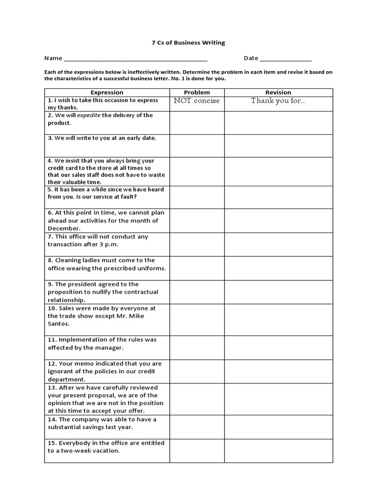 7 Cs of Business Writing | PDF