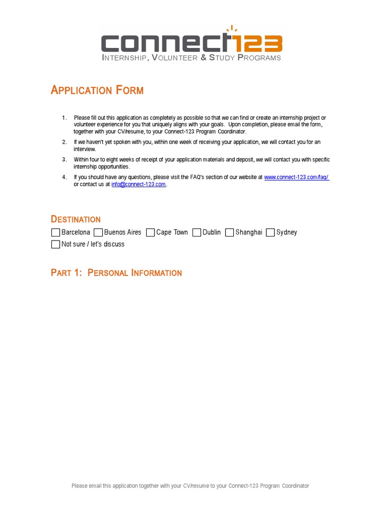 Connect 123 Application | PDF | Volunteering | Communication