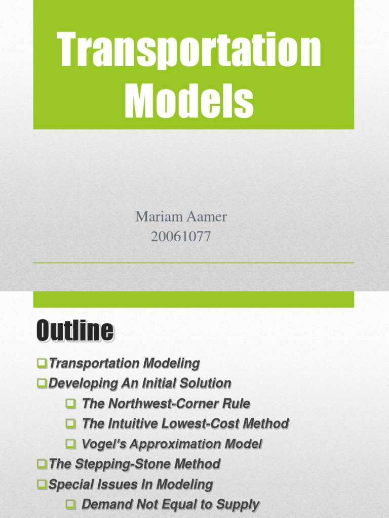Transportation Methods | PDF | Theoretical Computer Science | Algorithms
