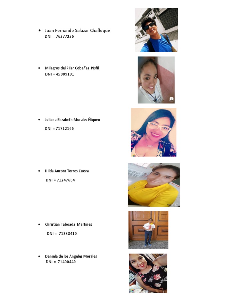 Lista de Nombres y DNIs Peruanos | PDF