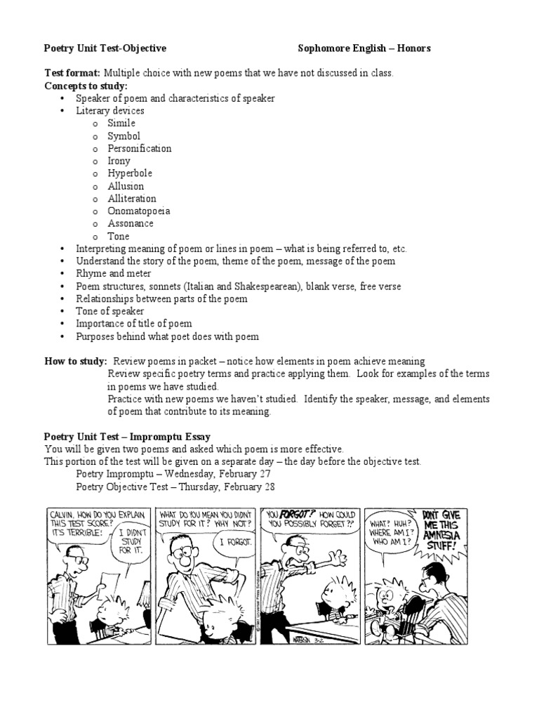 Poetry Unit Test Preparation - Literary Devices, Poem Analysis, and ...