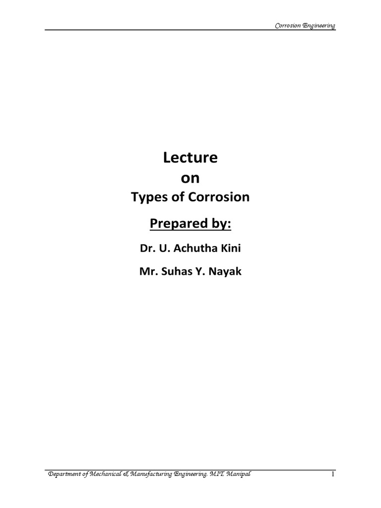 4 Types of Corrosion - Notes | PDF | Corrosion | Fatigue (Material)
