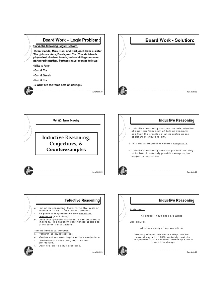 Inductive Reasoning and Counterexamples | PDF | Conjecture | Inductive ...
