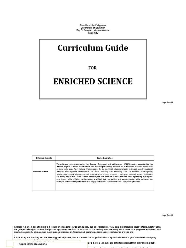 DepEd Enriched Science Curriculum Guide | PDF | Chemical Bond | Sexual ...