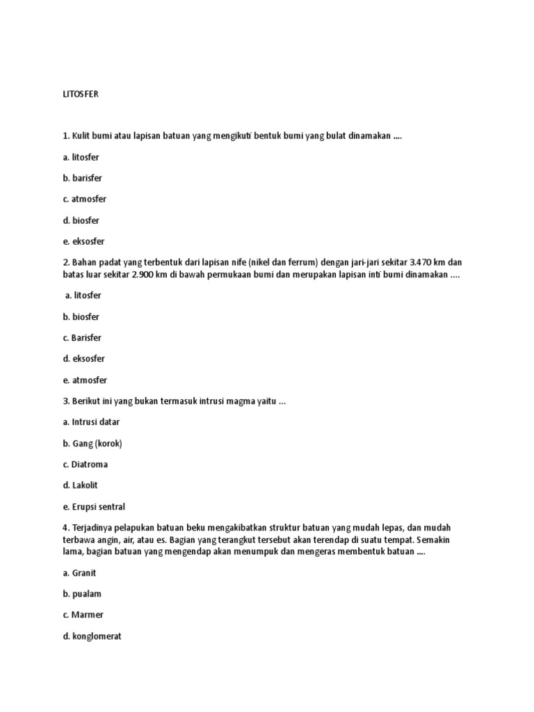 Litosfer | PDF | Perjalanan | Sains & Matematika