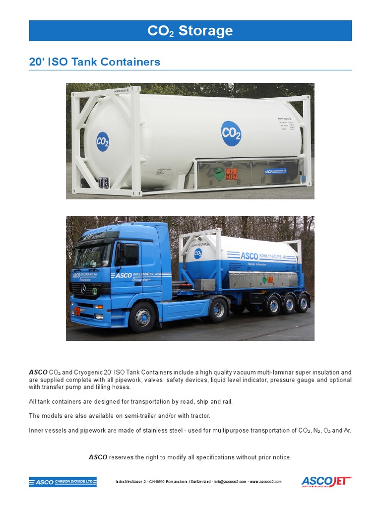 CO2 Storage Solutions in 20' ISO Tank Containers | PDF | Valve | Vacuum
