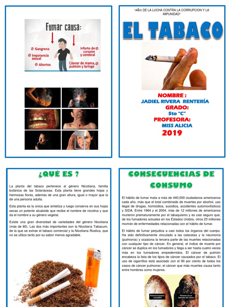 Diptico Del Tabaco | PDF | Nicotina | Tabaco