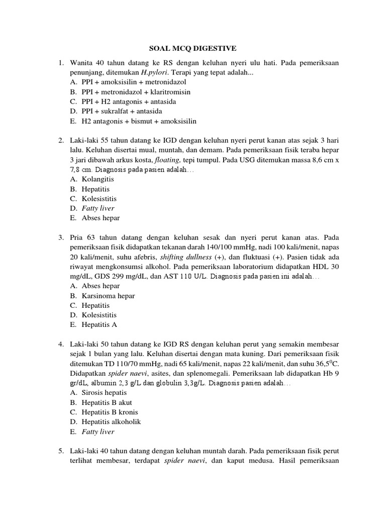 Soal MCQ Digestive | PDF