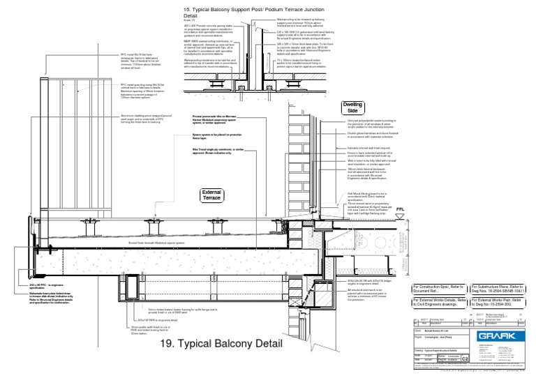 Typical Balcony Support Post/ Podium Terrace Junction Detail | PDF ...
