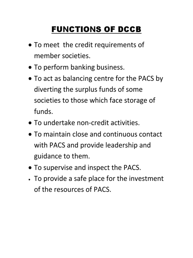 Function of SDCC Bank | PDF