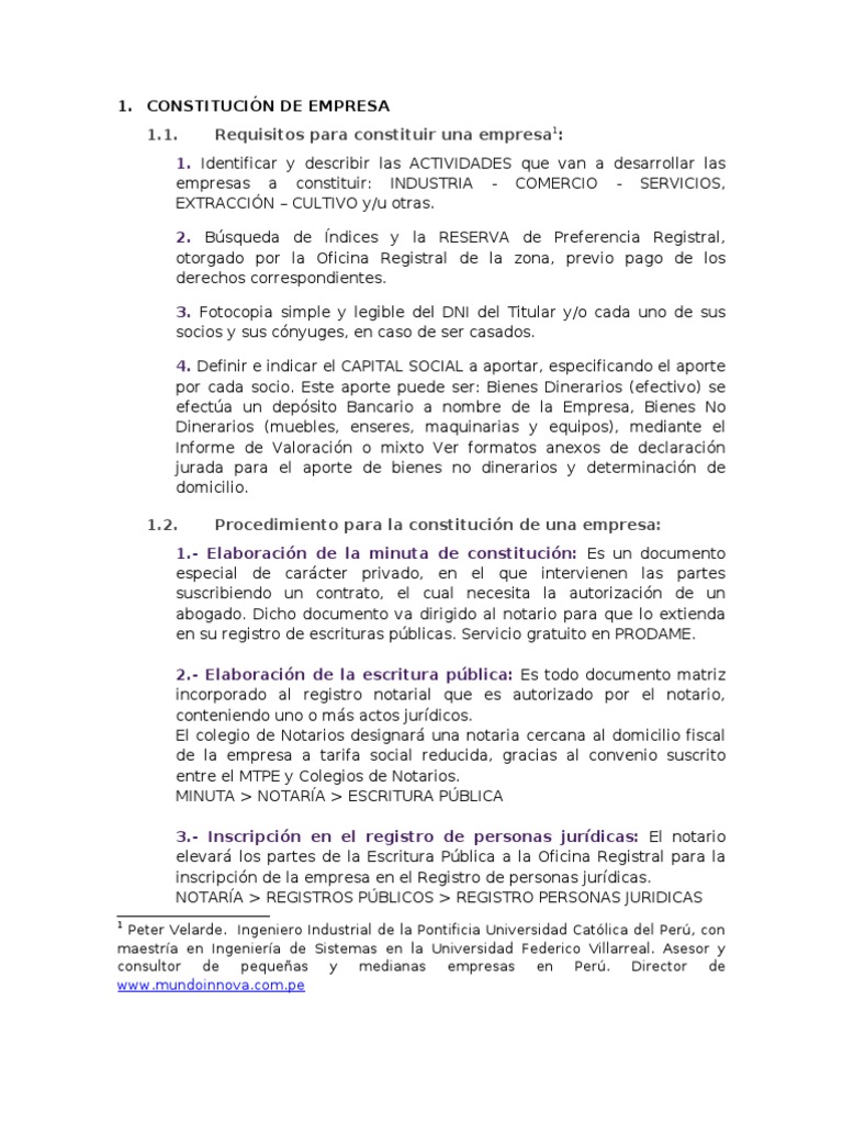 CONSTITUCIÓN DE EMPRESA-Peru
