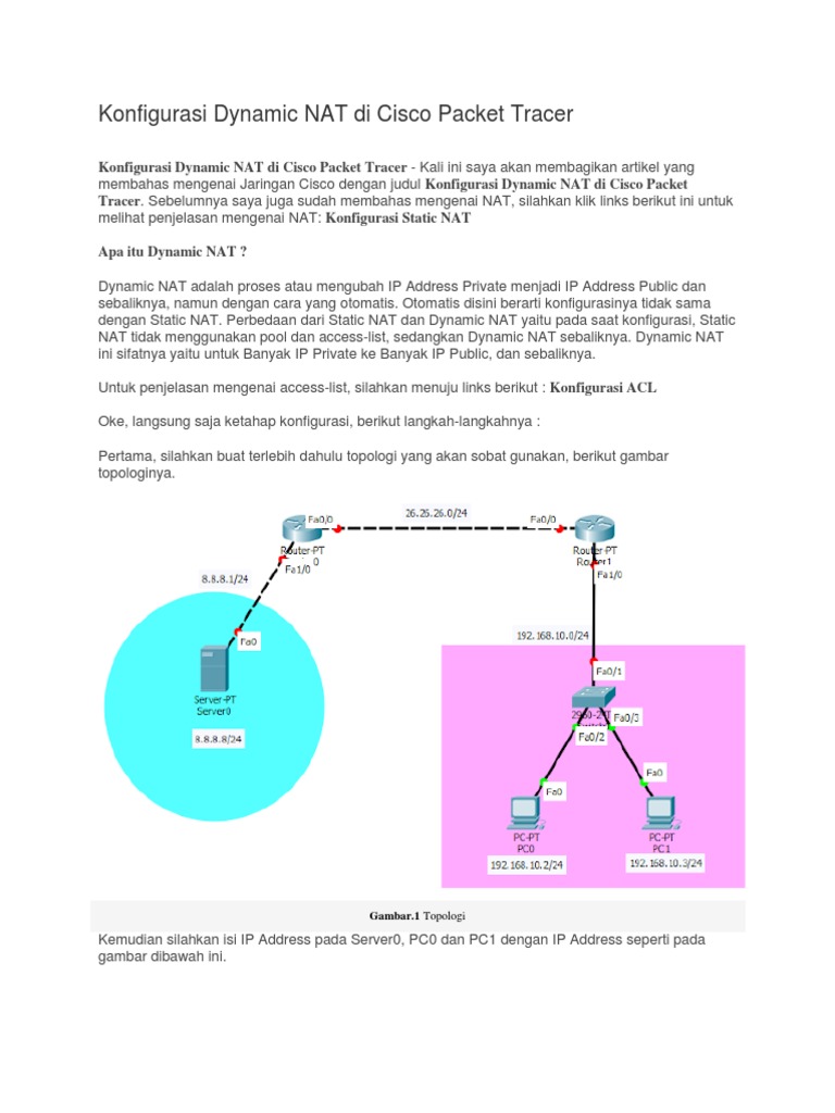 Konfigurasi Dynamic NAT Di Cisco Packet Tracer | PDF