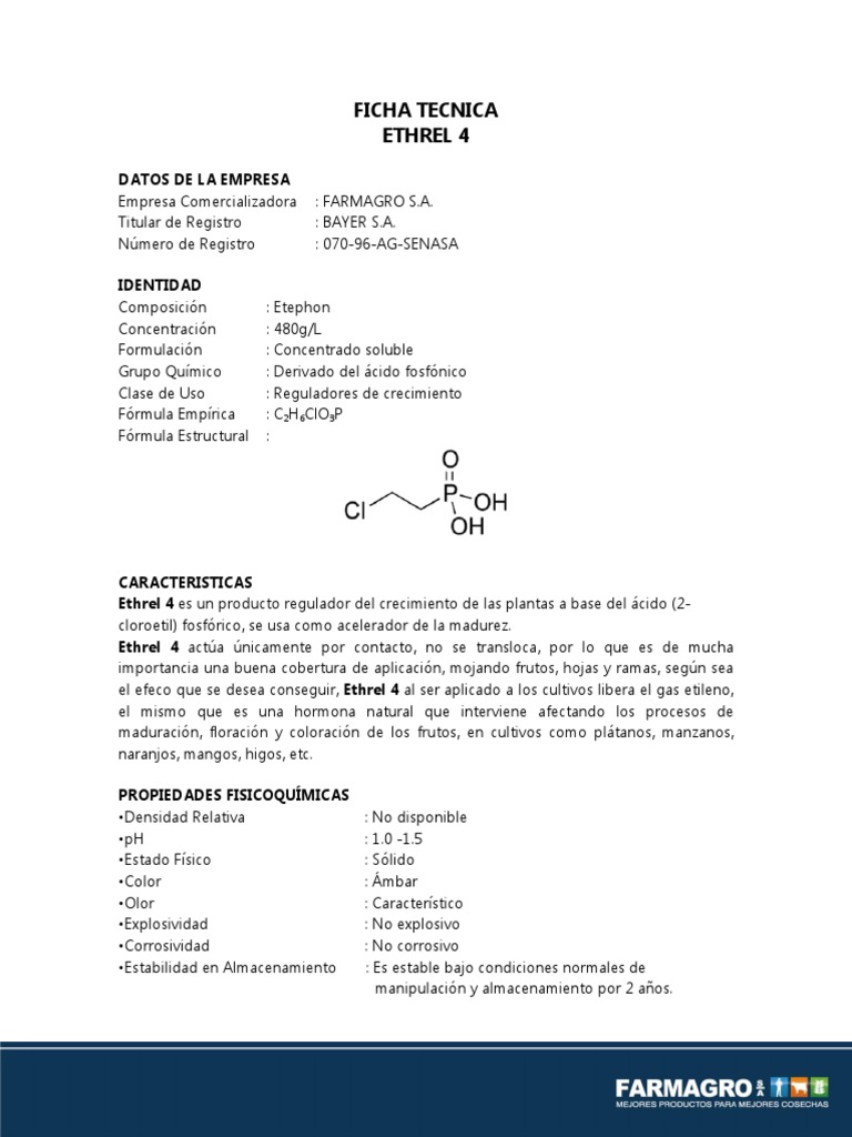 Ethrel Ficha Tecnica | PDF | Química | Naturaleza