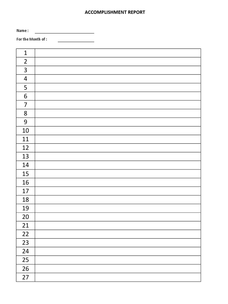 Monthly Accomplishment Report Template | PDF