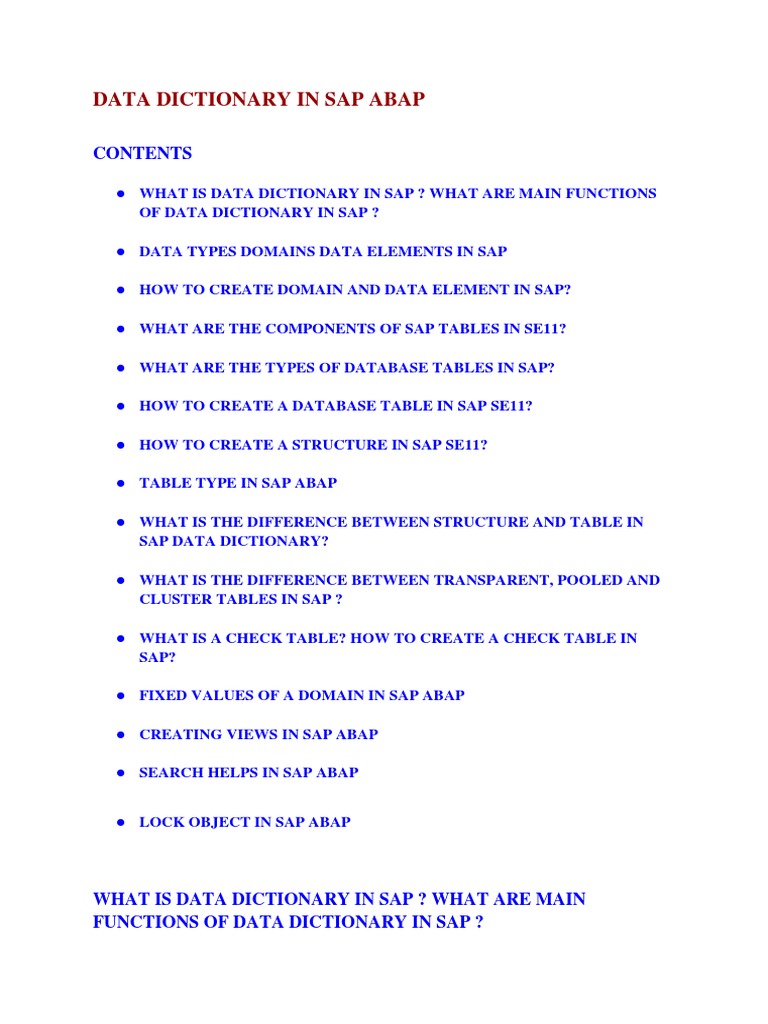 Data Dictionary in Sap Abap | PDF | Database Index | Databases
