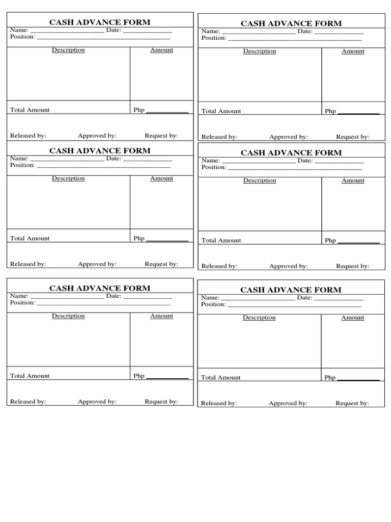 Employee Cash Advance Form Template | PDF | Finance & Money Management