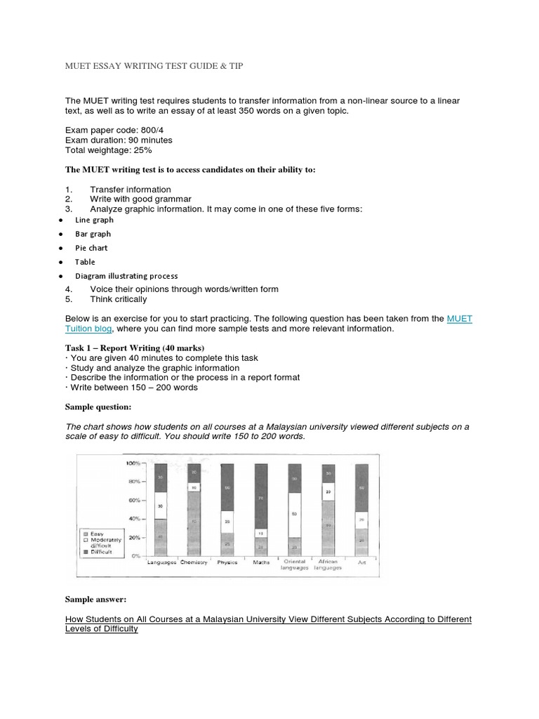 MUET Essay Writing Test Tips Guide | PDF | Test (Assessment) | Essays