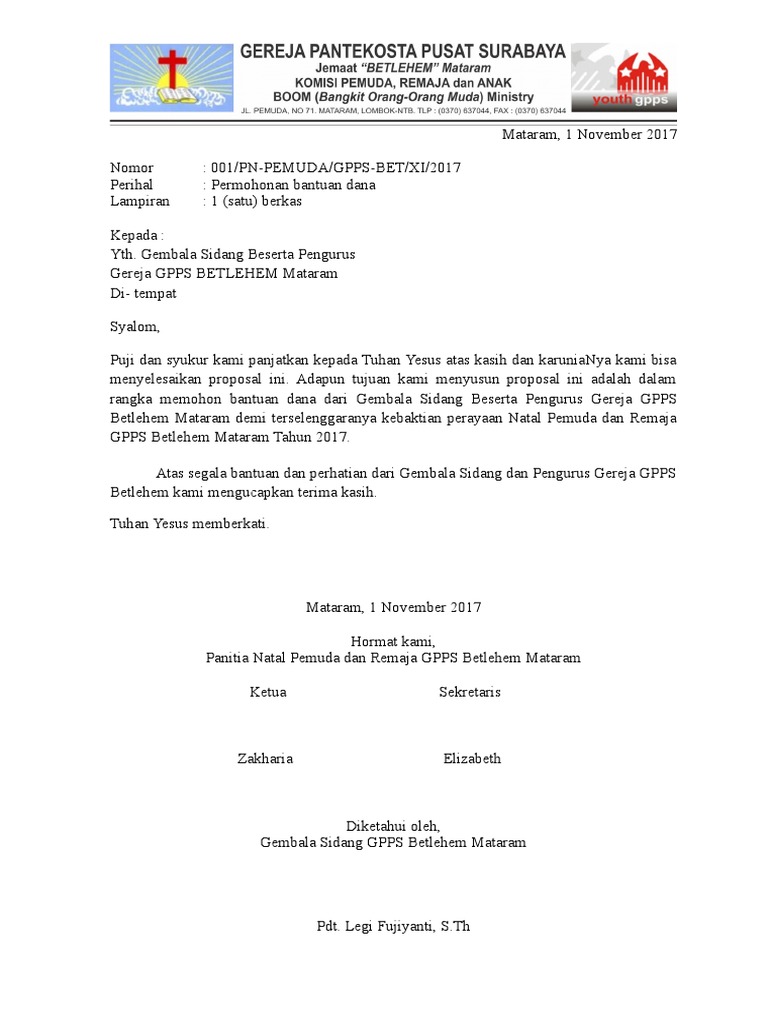 Proposal Bantuan Dana Natal GPPS 2017 | PDF