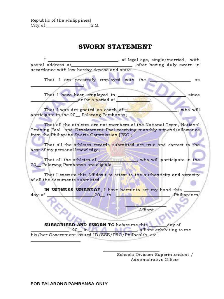 Sworn Statement For Public Employees | PDF