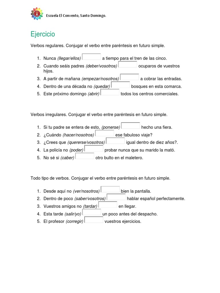 Ejercicios Verbos 2 Pdf