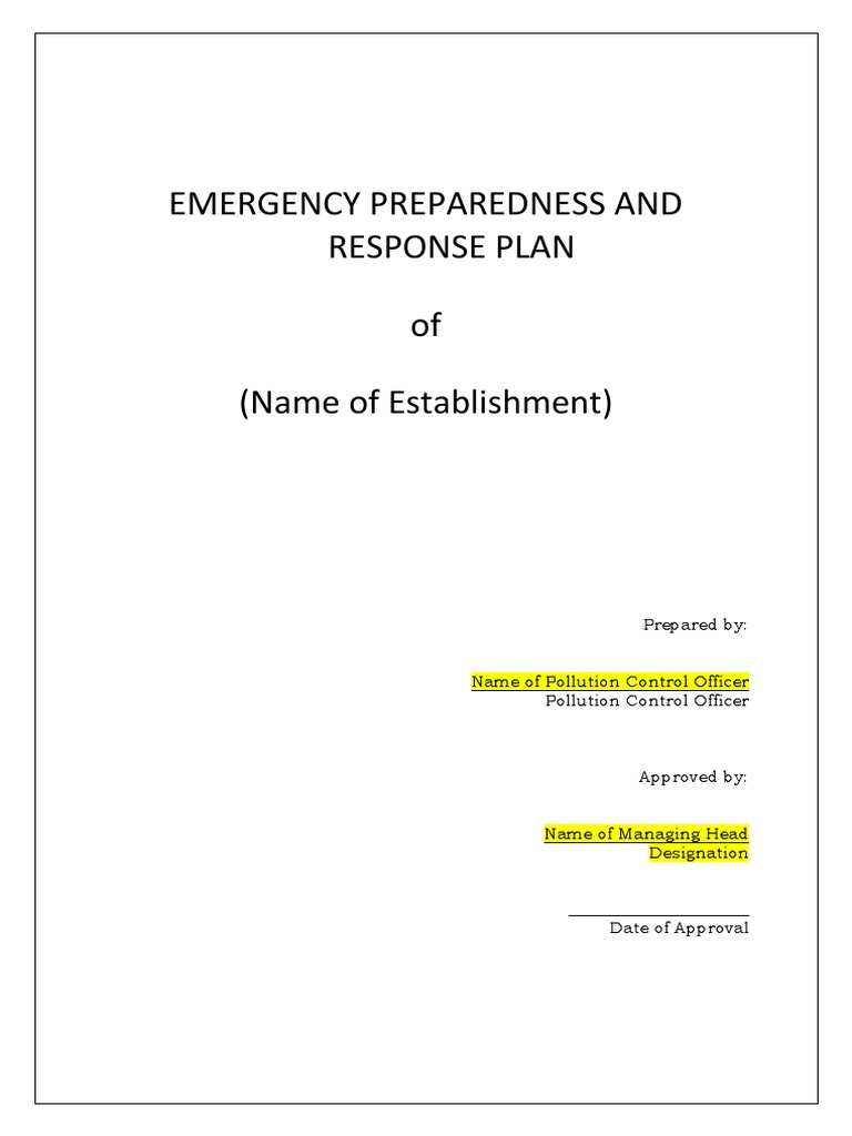 Preparing for Emergencies: An Emergency Preparedness and Response Plan ...