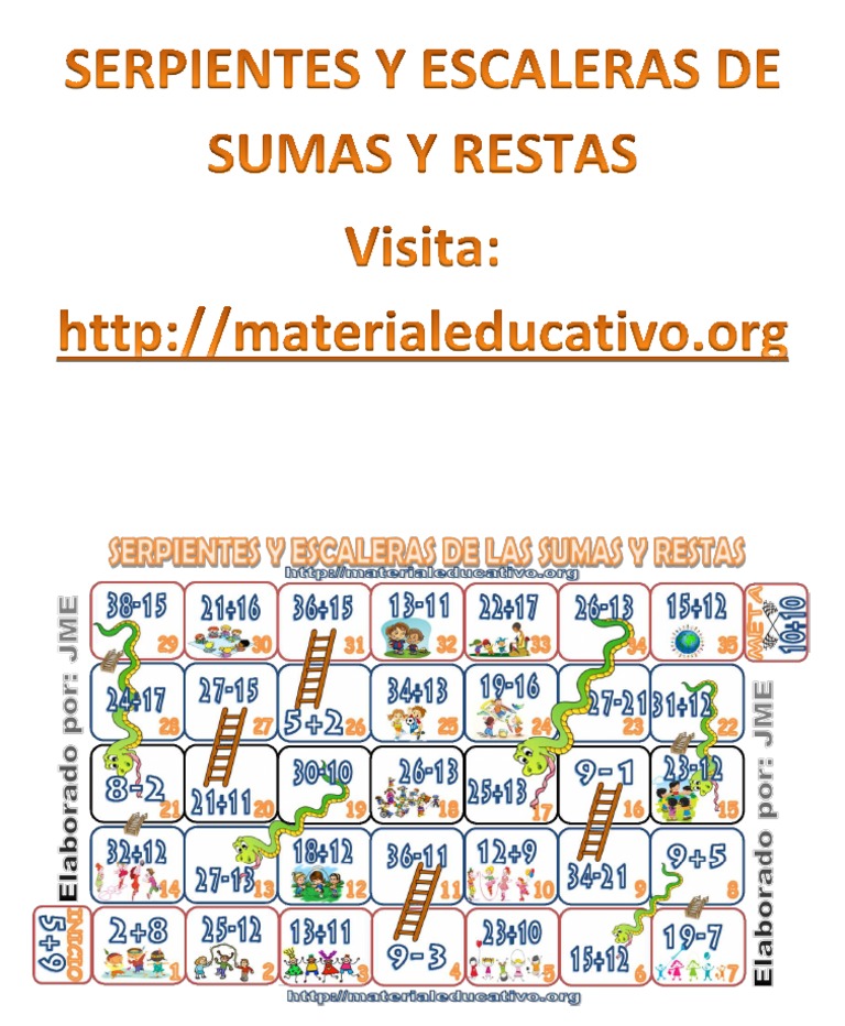 Serpientes y Escaleras de Sumas y Restas | PDF | Enseñanza de matemática