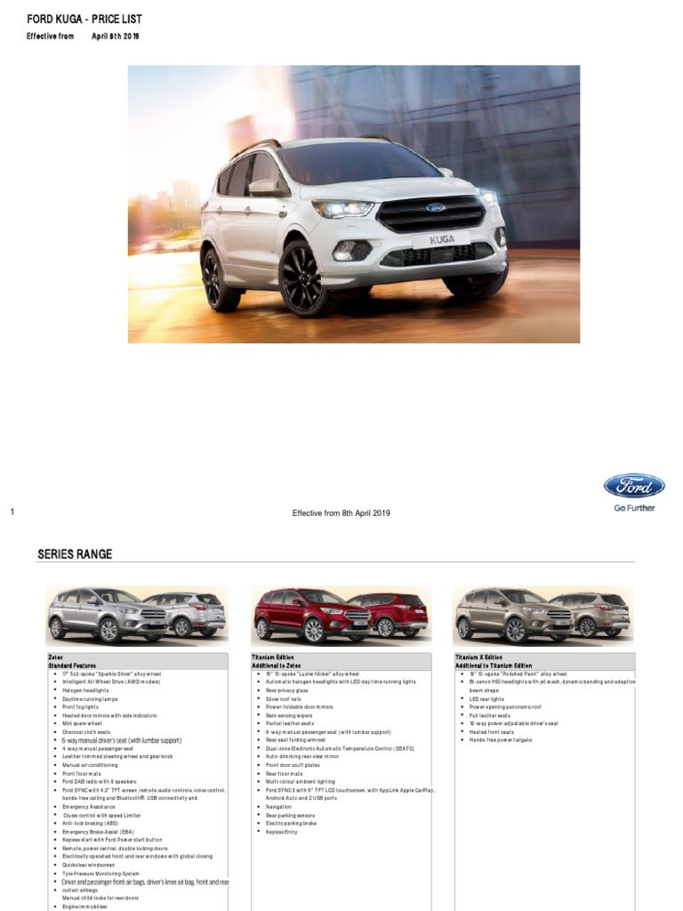 Ford Kuga - Price List: Effective From April 8th 2019 | PDF