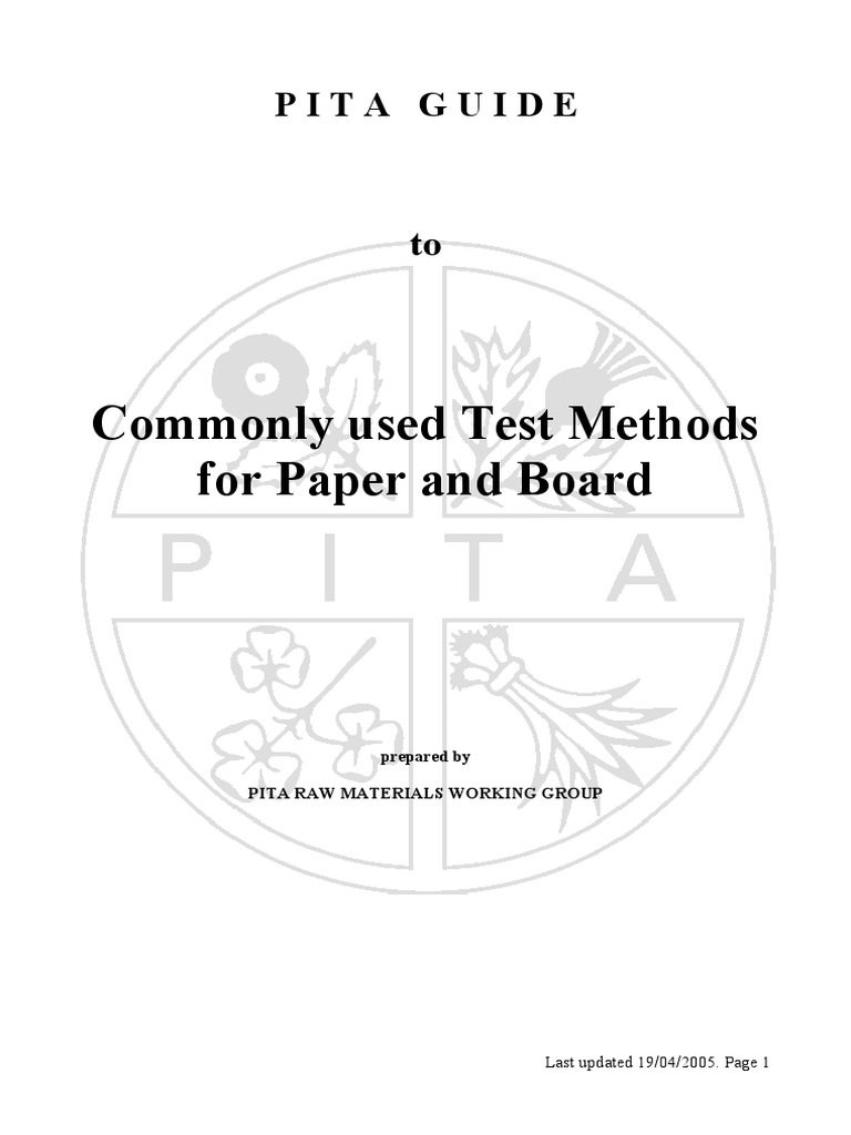 Commonly Used Test Methods For Paper & Board (PITA Guide) | PDF | Paper ...