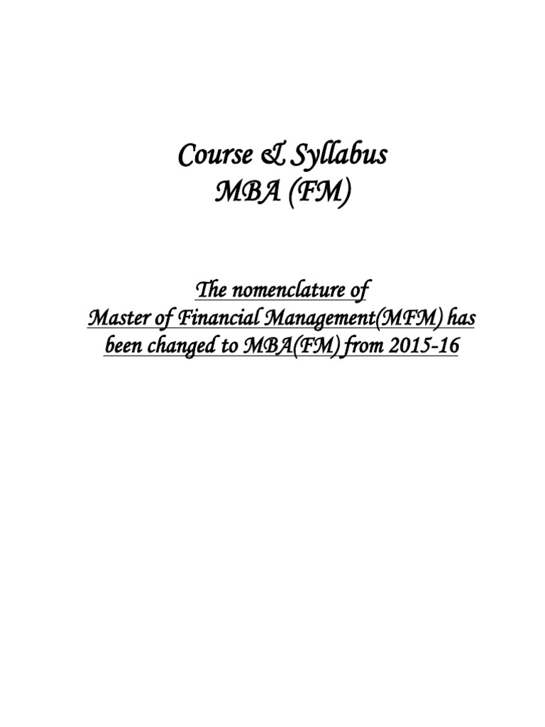 MBA (FM) Course Syllabus Overview | PDF | Marketing | Insurance