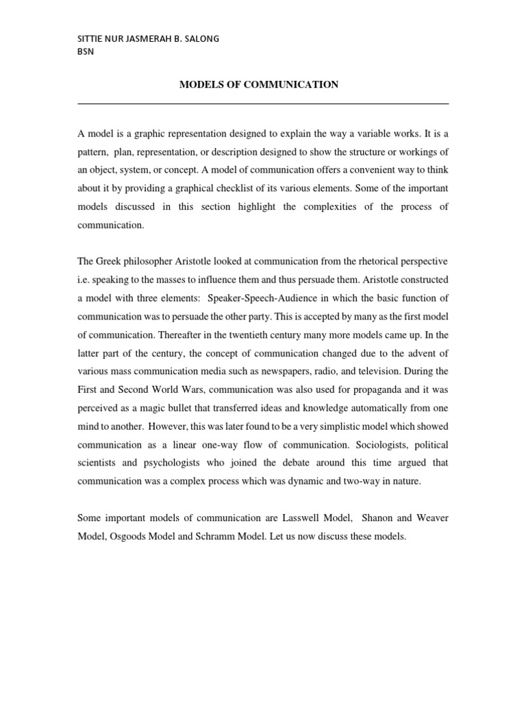 Key Communication Models Explained | PDF | Communication ...