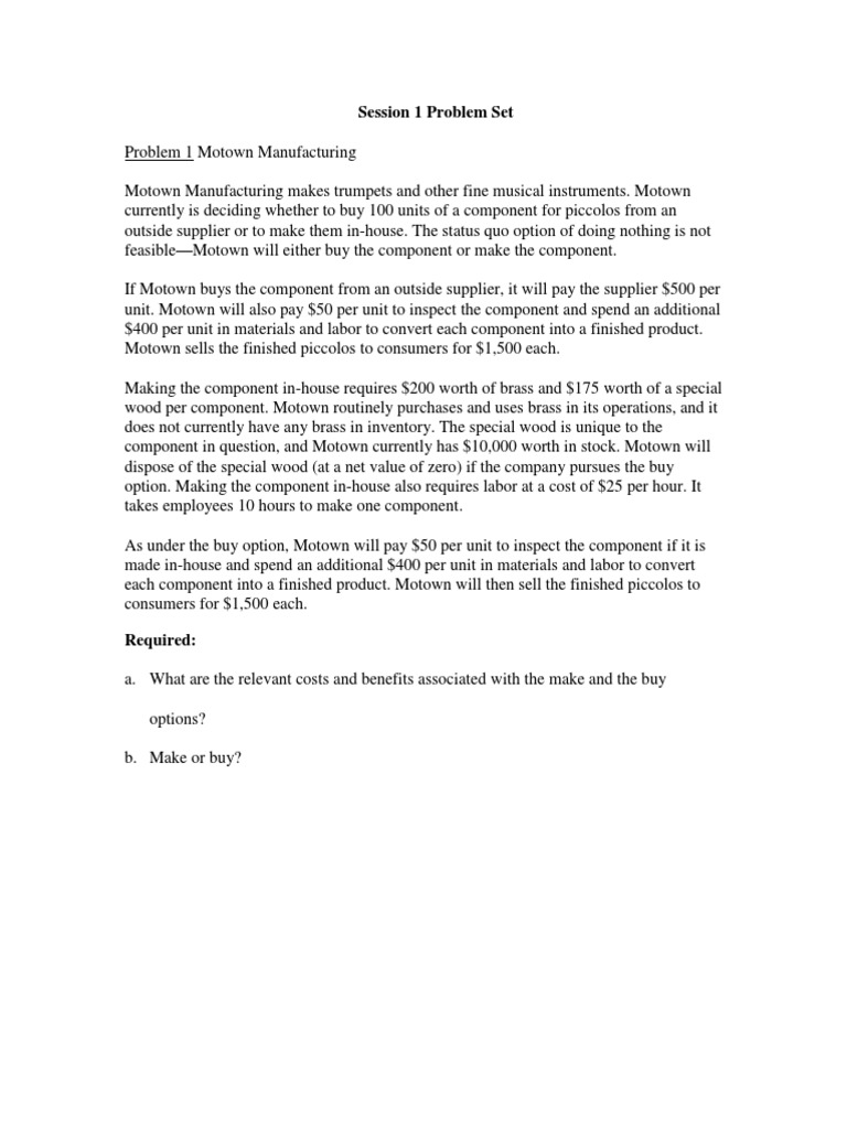 Session 1 Problems | PDF | Inventory | Cost