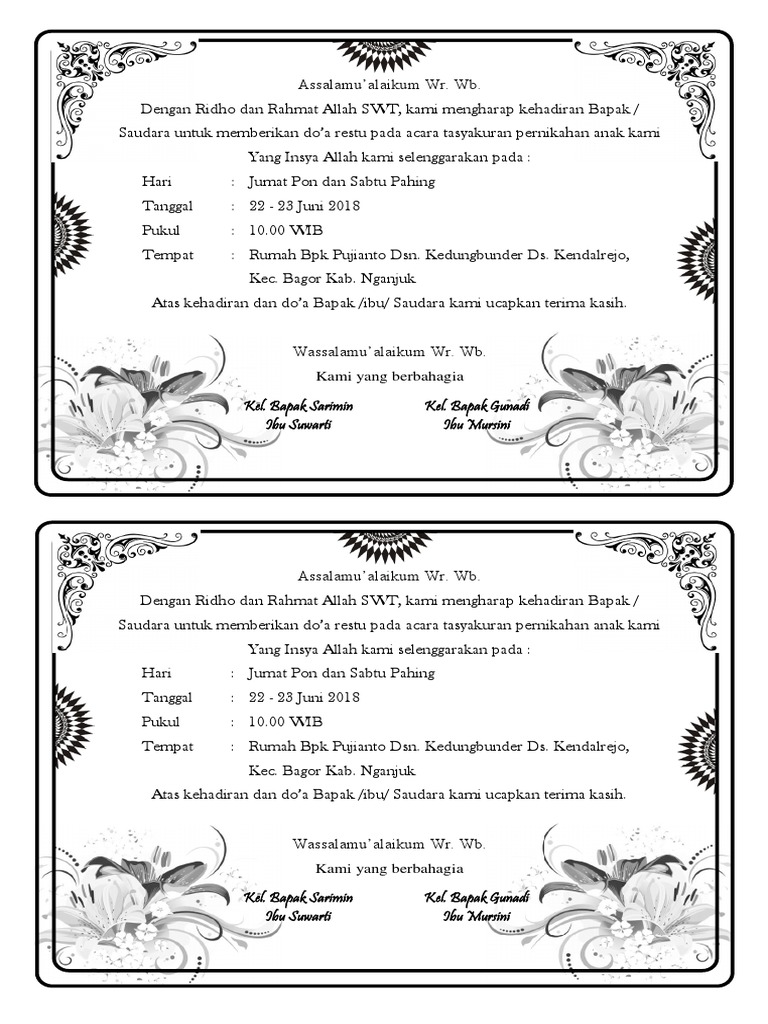 UNDANGAN Tempel Kotak Nikah | PDF