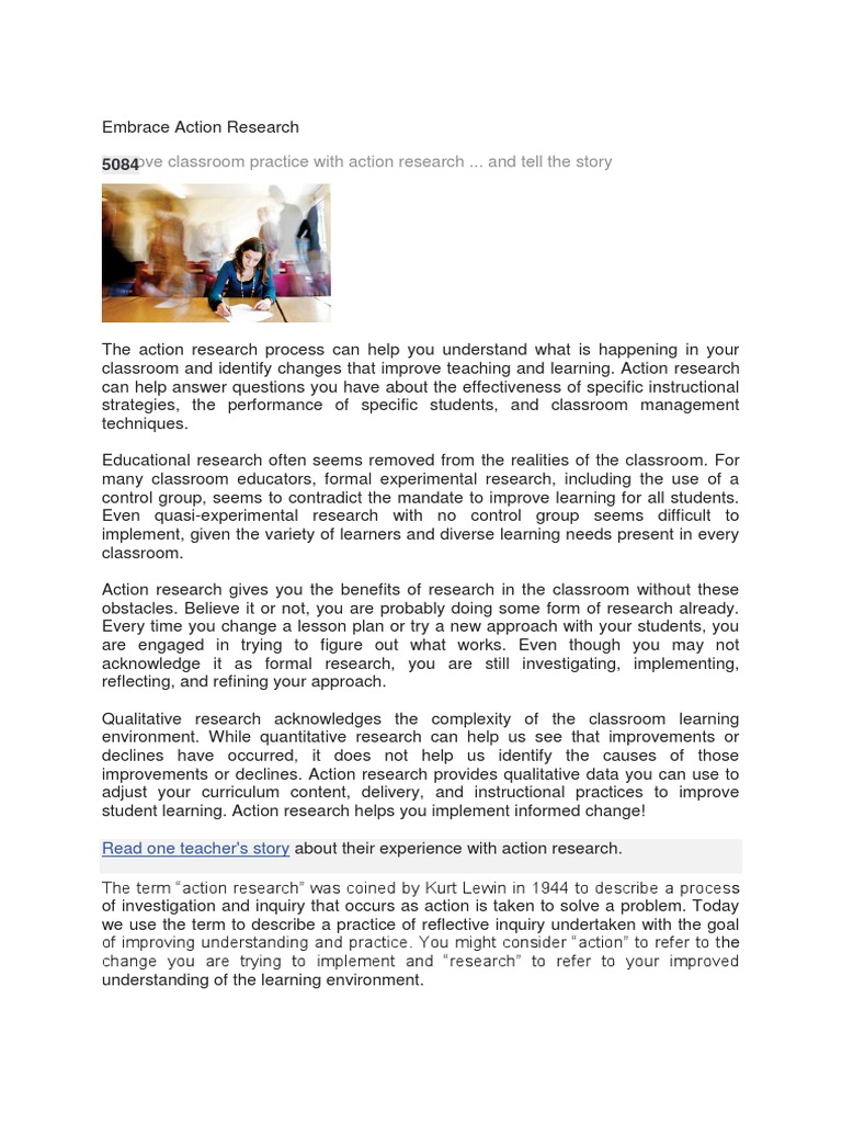 Embrace Action Research | PDF | Action Research | Differentiated ...