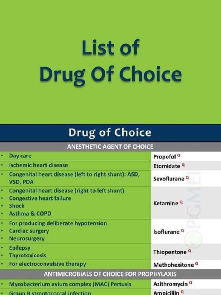 Drug of Choice List PDF | PDF