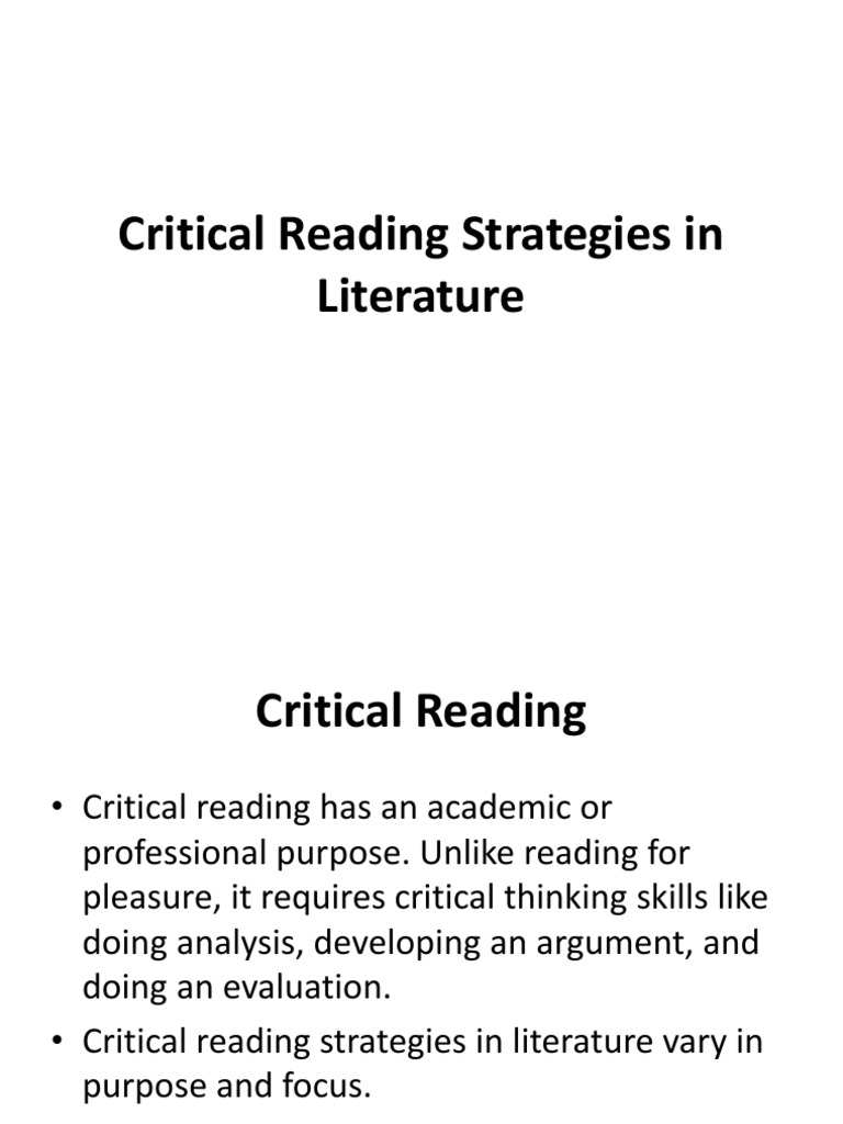 Critical Reading Strategies in Literature | PDF | Epistemology | Learning