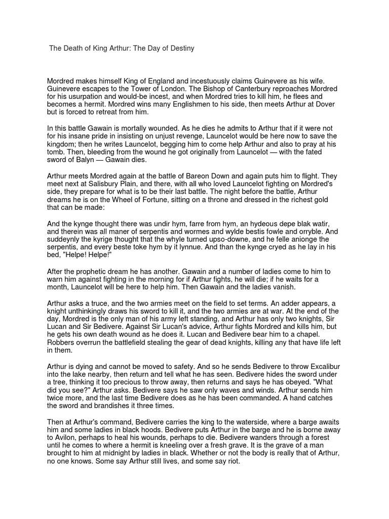 The Death of King Arthur | Download Free PDF | Gawain | Middle English ...