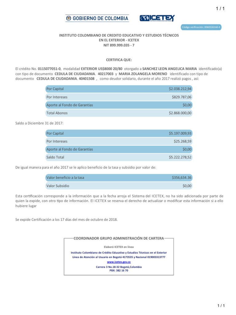 Visualizar Certificado Icetex | PDF | Business
