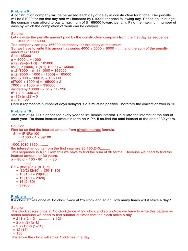 Sequence Problems Math 10 | PDF | Teaching Mathematics | Mathematical ...