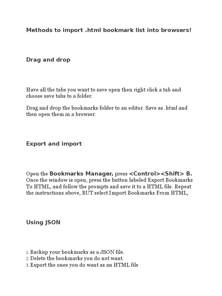 Methods To Import .HTML Bookmark List Into Browsers | PDF | Tab (Gui ...