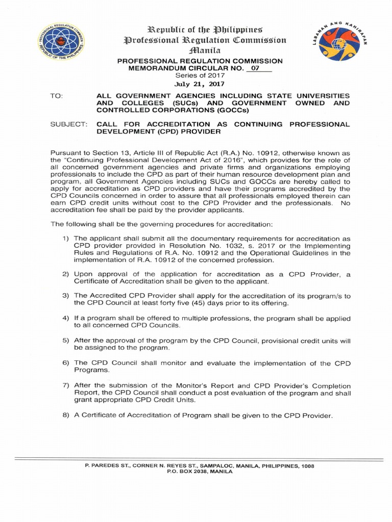 CPD Memorandum | PDF