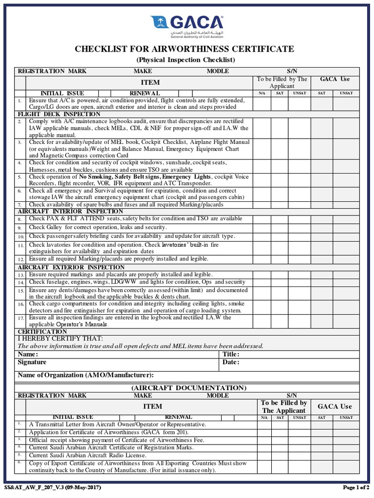 Checklist | PDF | Aeronautics | Vehicles