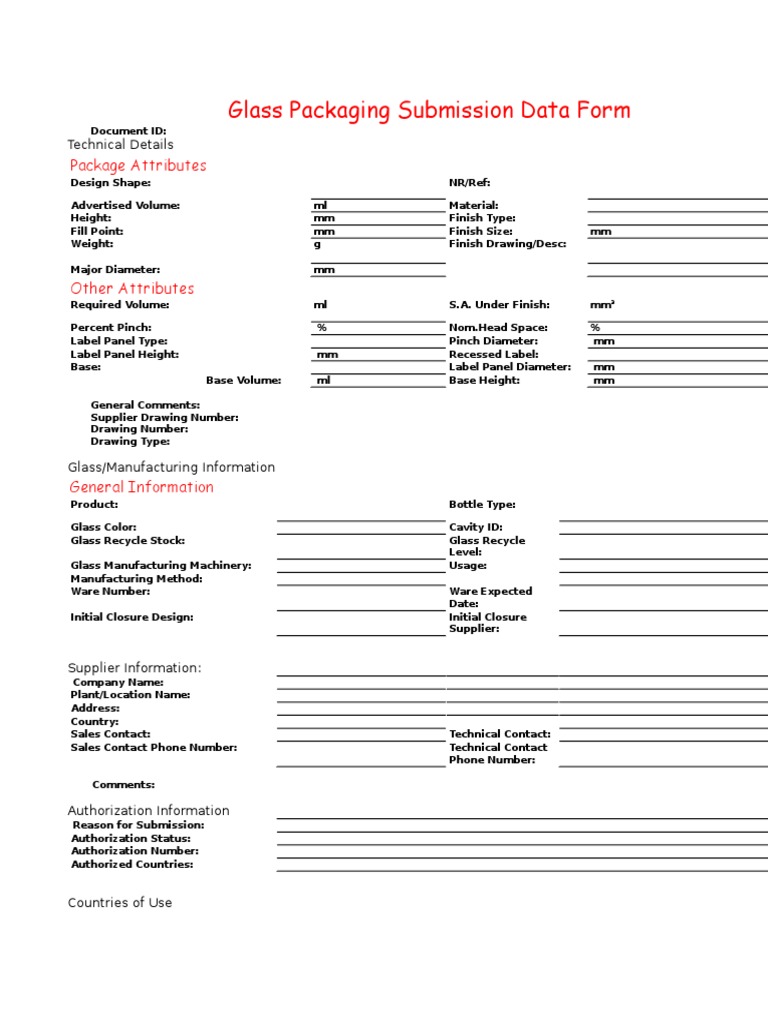 Glass Packaging Data Submission Form | PDF
