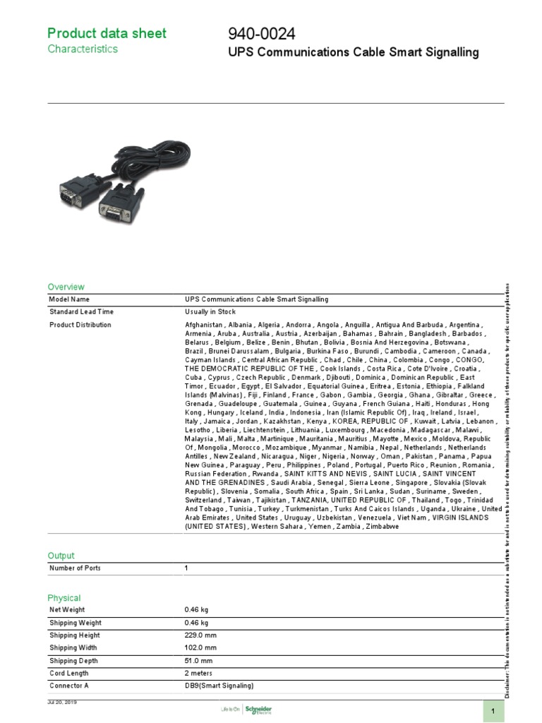 Interface Cables 940-0024 APC | PDF
