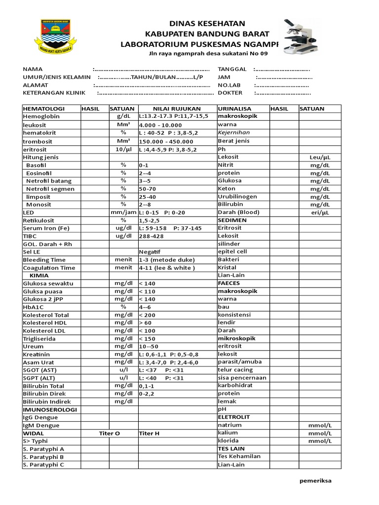 Lab Form | PDF | Medical Tests | Biomolecules