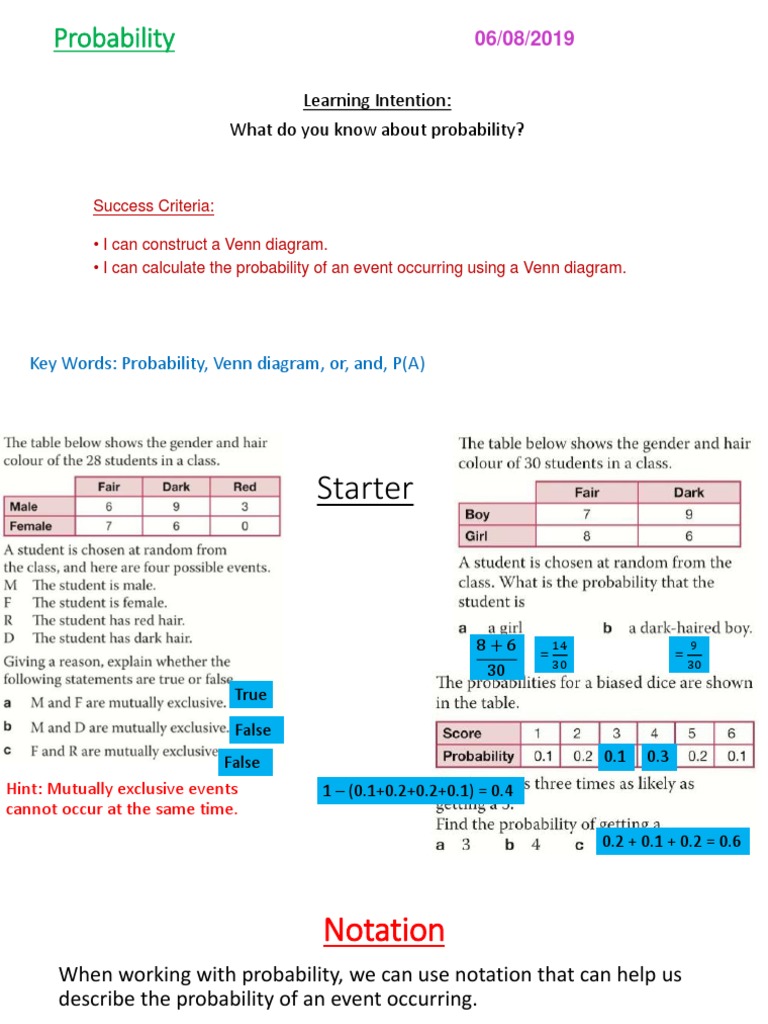 Venn Diagrams and Probability | PDF | Probability | Teaching Mathematics