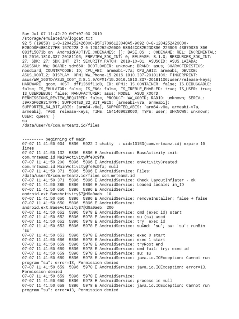 Logcat | PDF | Java (Programming Language) | Android (Operating System)